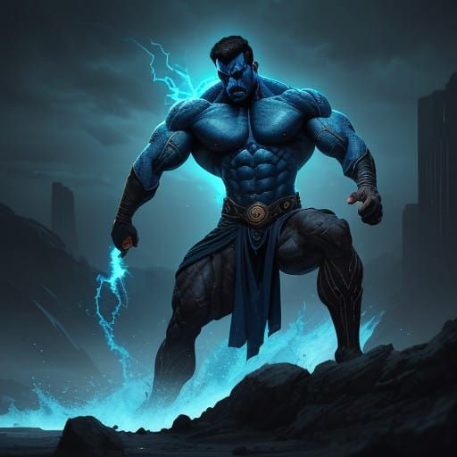 Cyberpunk Lord Krishna, Unbridled Warrior Power - AI Art