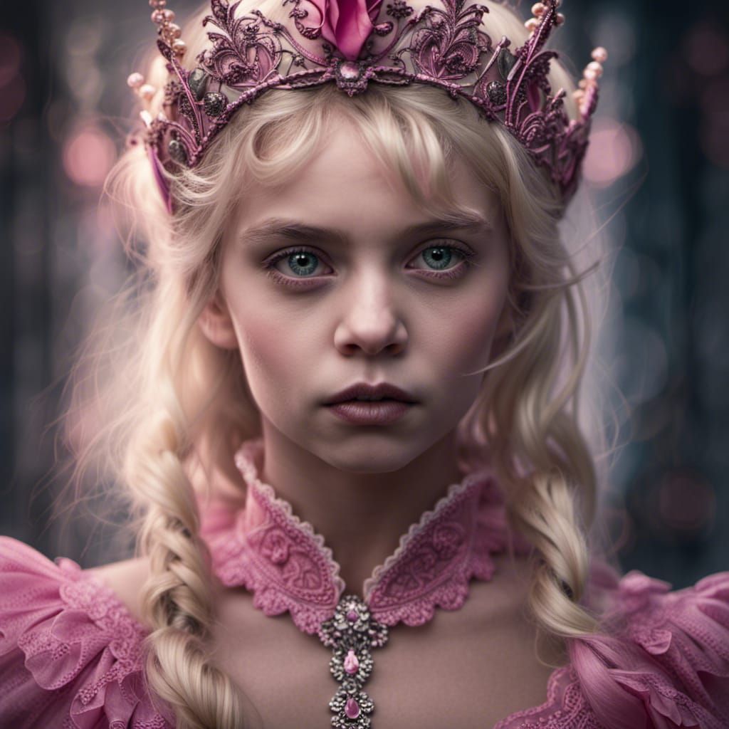 tiny blonde haired Vampire Princess in pink - AI Generated Artwork ...