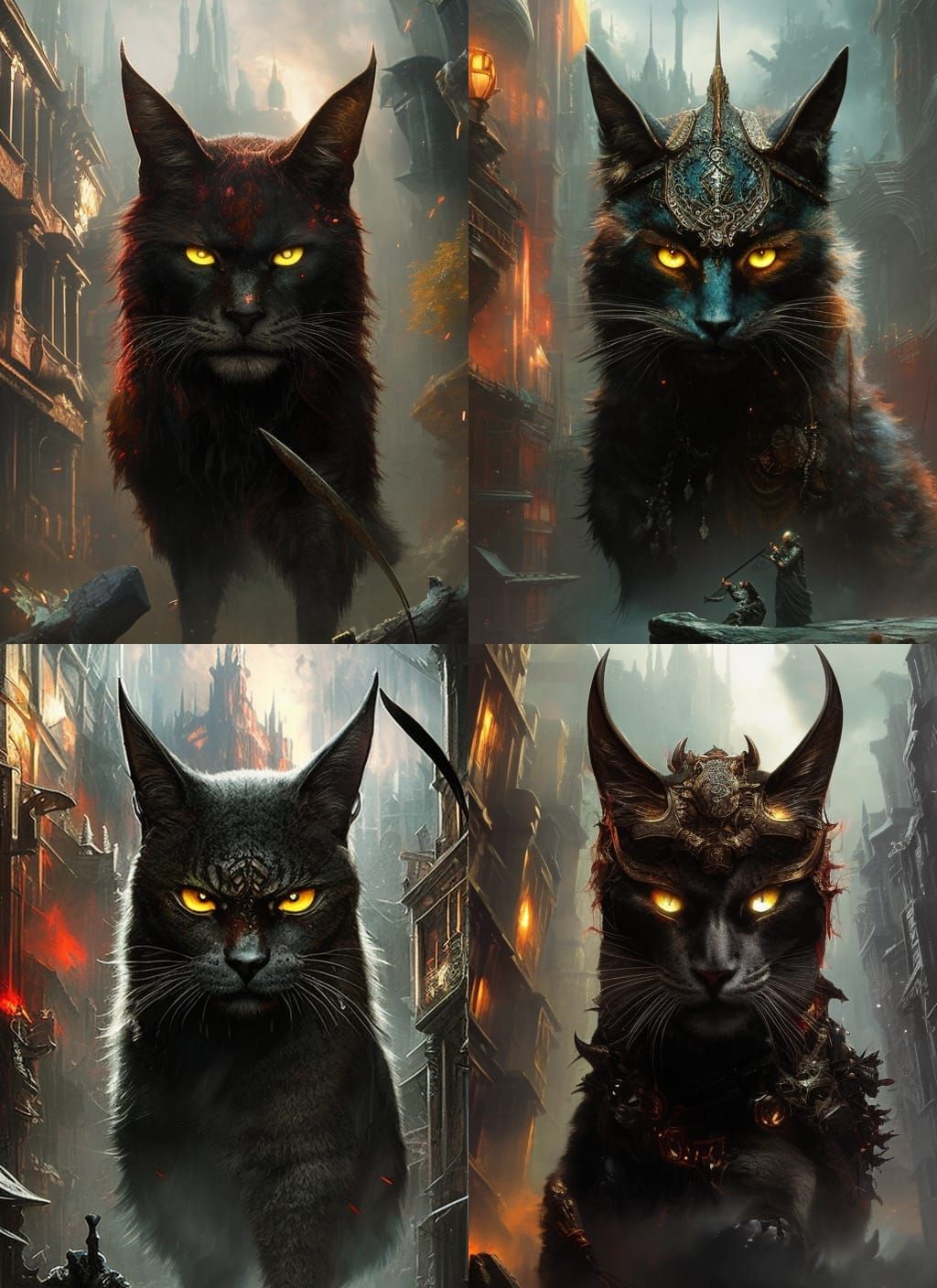 Demonic cat by Gustave Doré Greg Rutkowski - AI Generated Artwork ...
