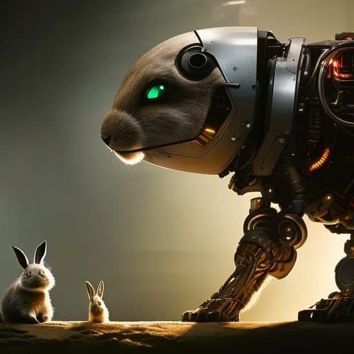 Assembly of the Mecha-Bunny 2.0 - AI Generated Artwork - NightCafe Creator