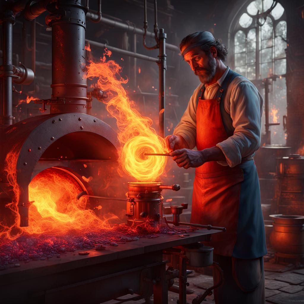 A colonial glass blower creating a masterpiece. - AI Generated Artwork ...