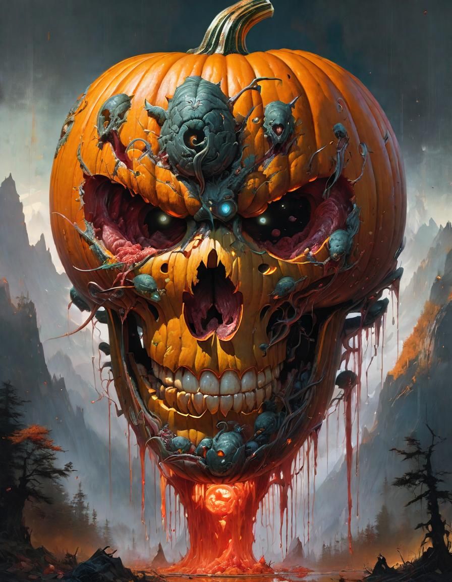 Pumpkin overlord - AI Generated Artwork - NightCafe Creator