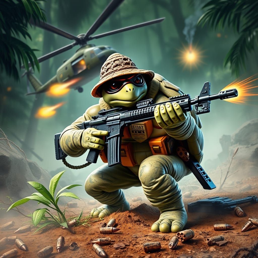 Shellshock - Cyberpunk Warrior Turtle Crushes the Red Tide