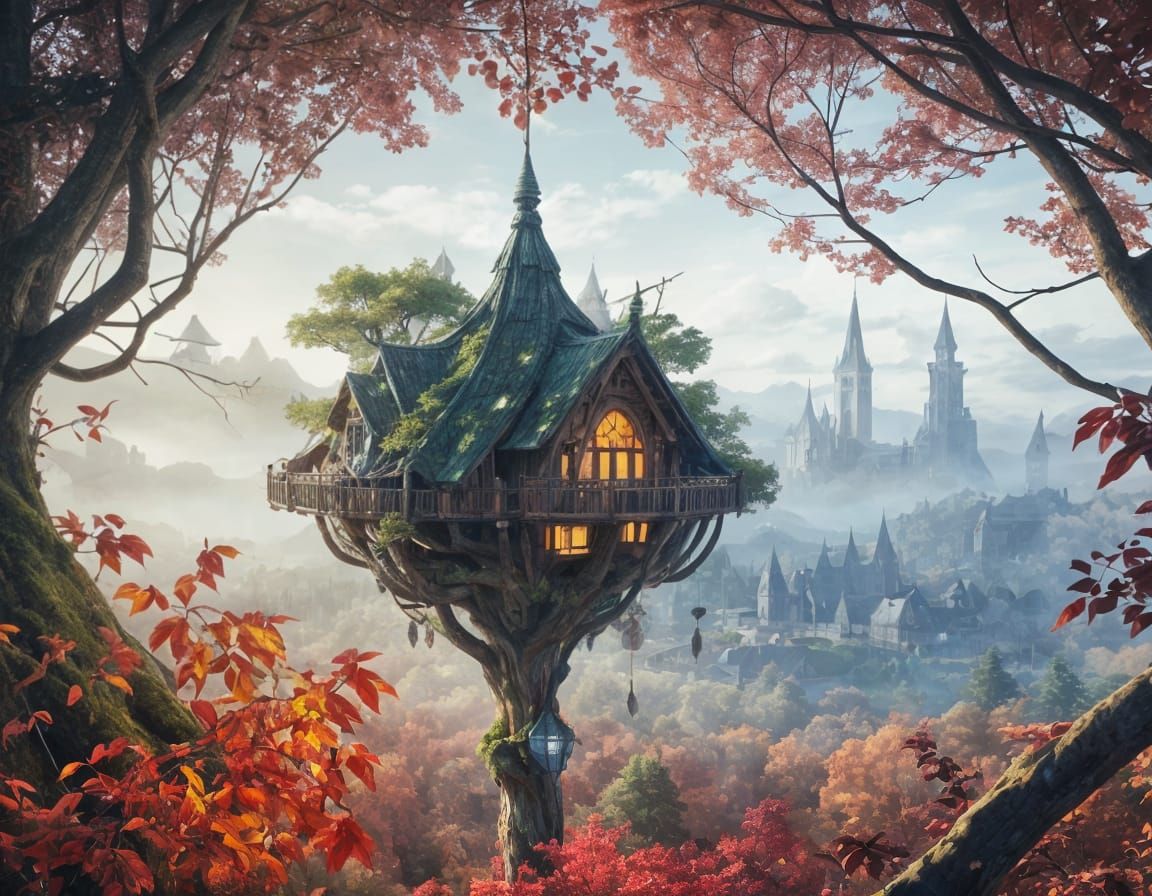 Floating tree house - Mythical Treehouse Afloat in the Branc...