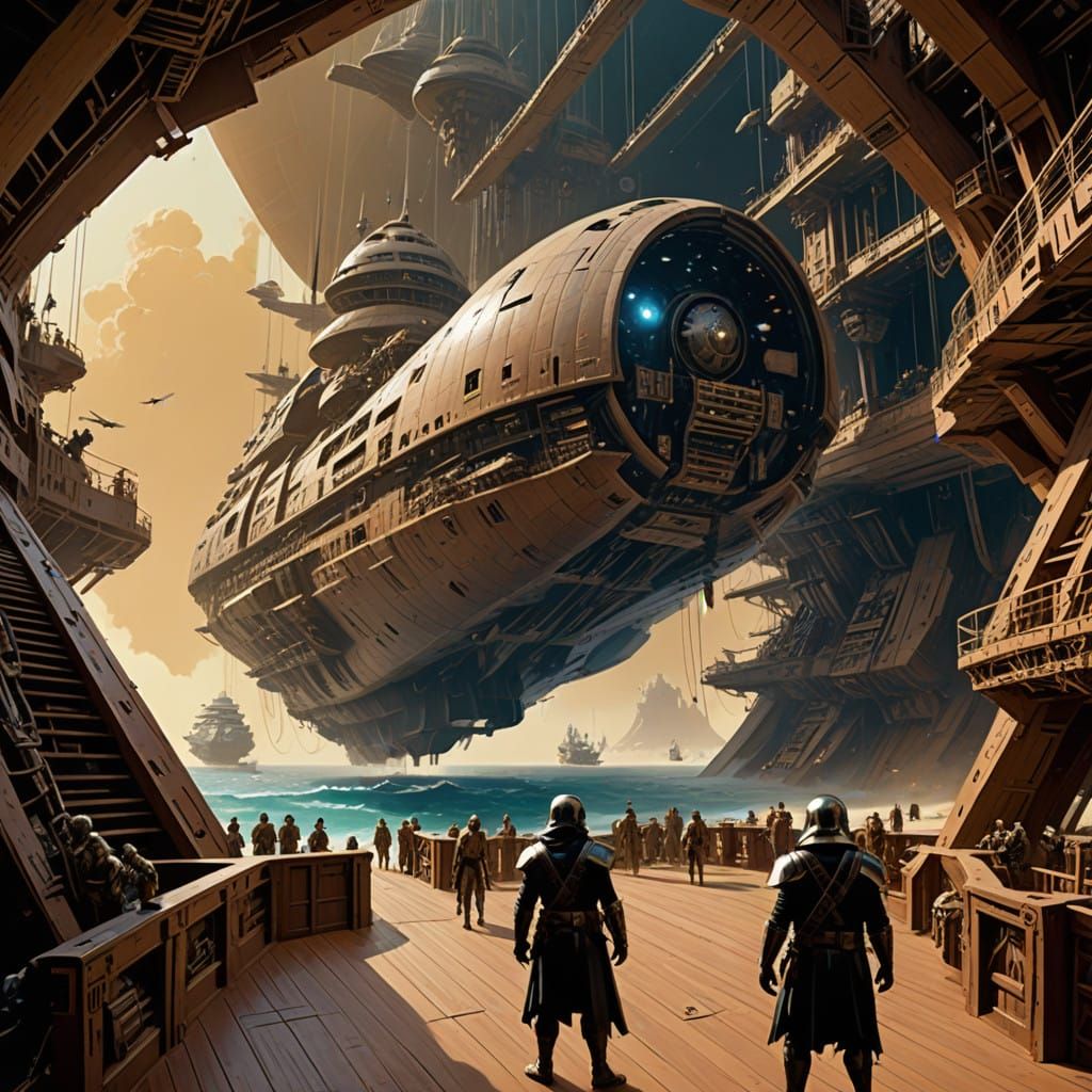 star wars, dune style art in the style of John Berkey of two male human ...