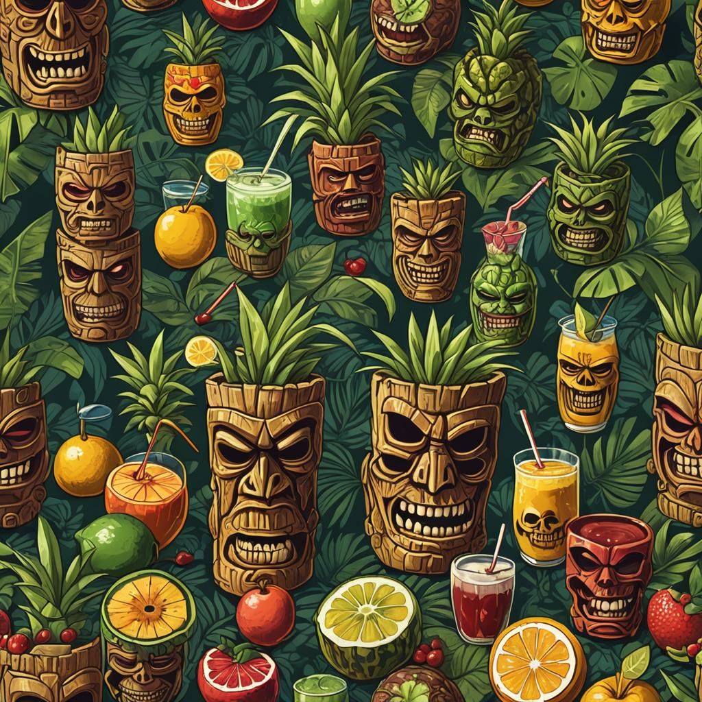 tiki evil tropical fruit drink horror - AI Generated Artwork ...