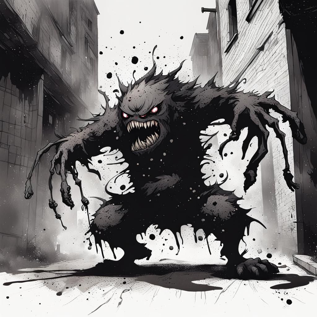 ink splatter monster - AI Generated Artwork - NightCafe Creator