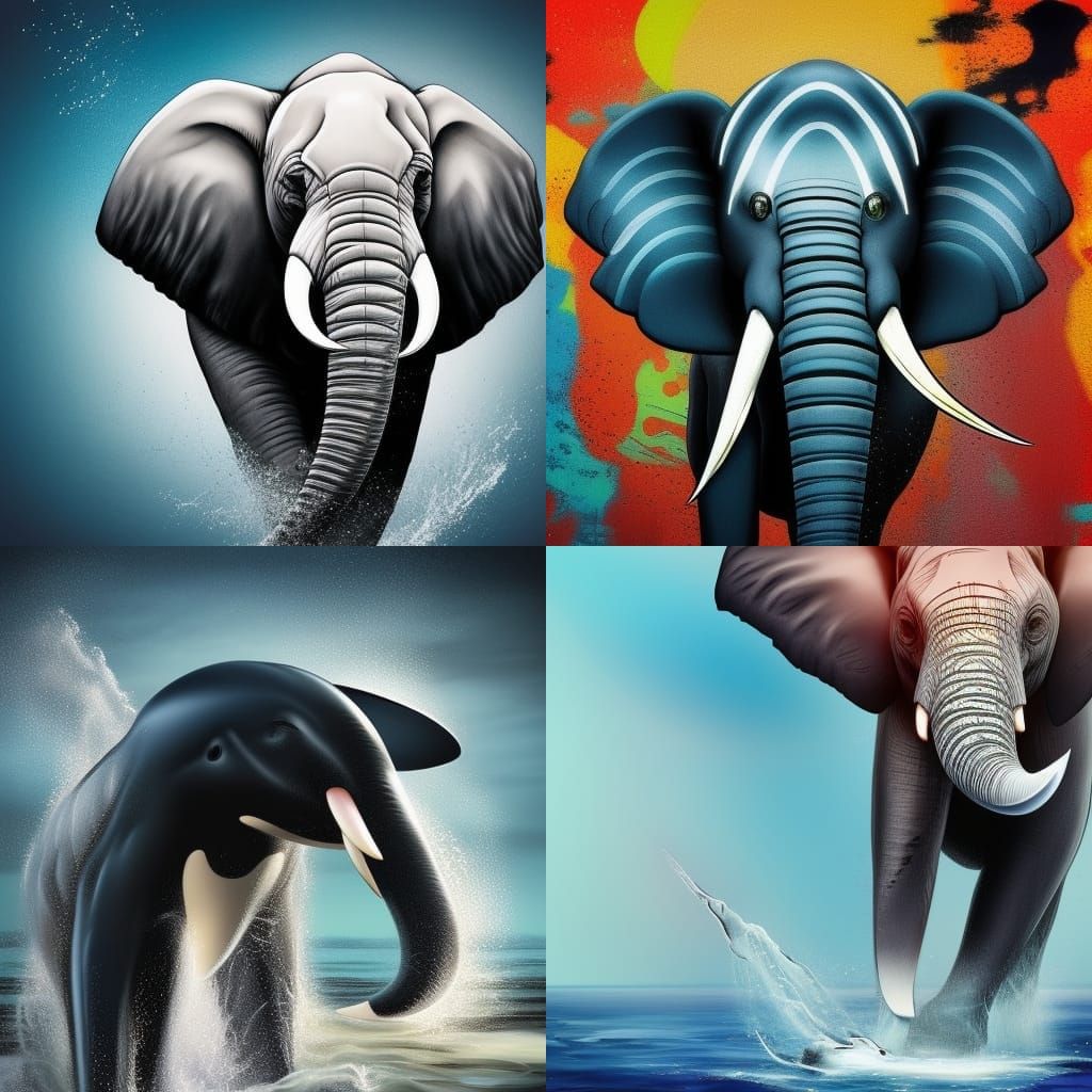 Elephant with Orca Whale head - AI Generated Artwork - NightCafe Creator