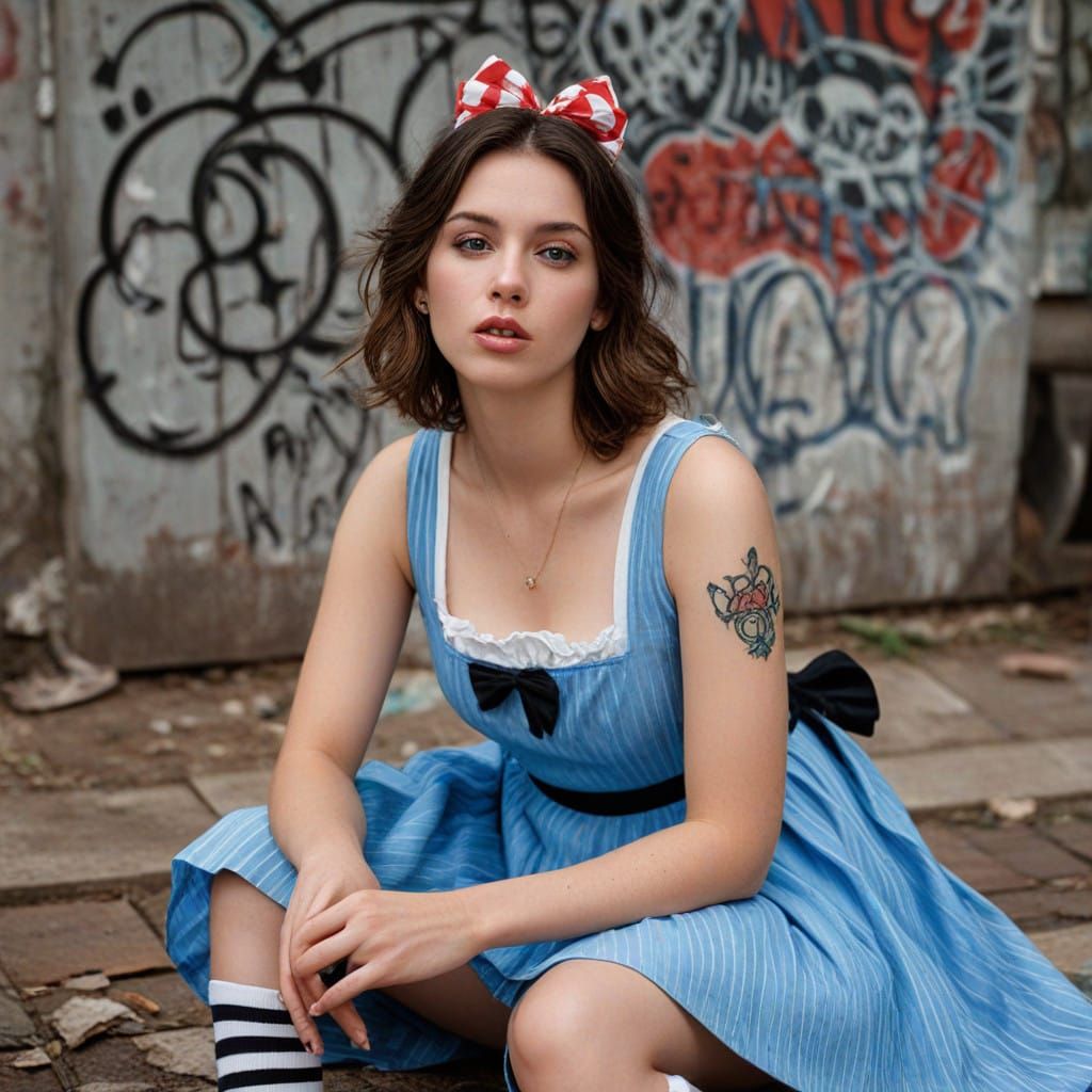 Urban Alice in Wonderland Reimagined - AI Art