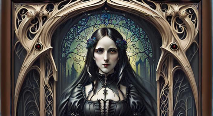 (The Thrill Is Gone:1.3) epic Gothic Art Nouveau Oil on Canvas ...