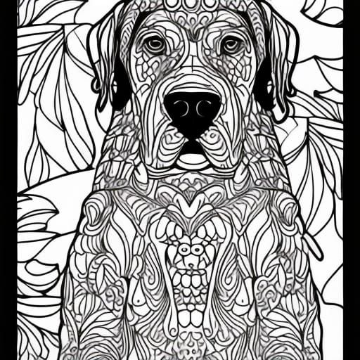 Doggo coloring book IV - English Mastiff Coloring Page Outli...