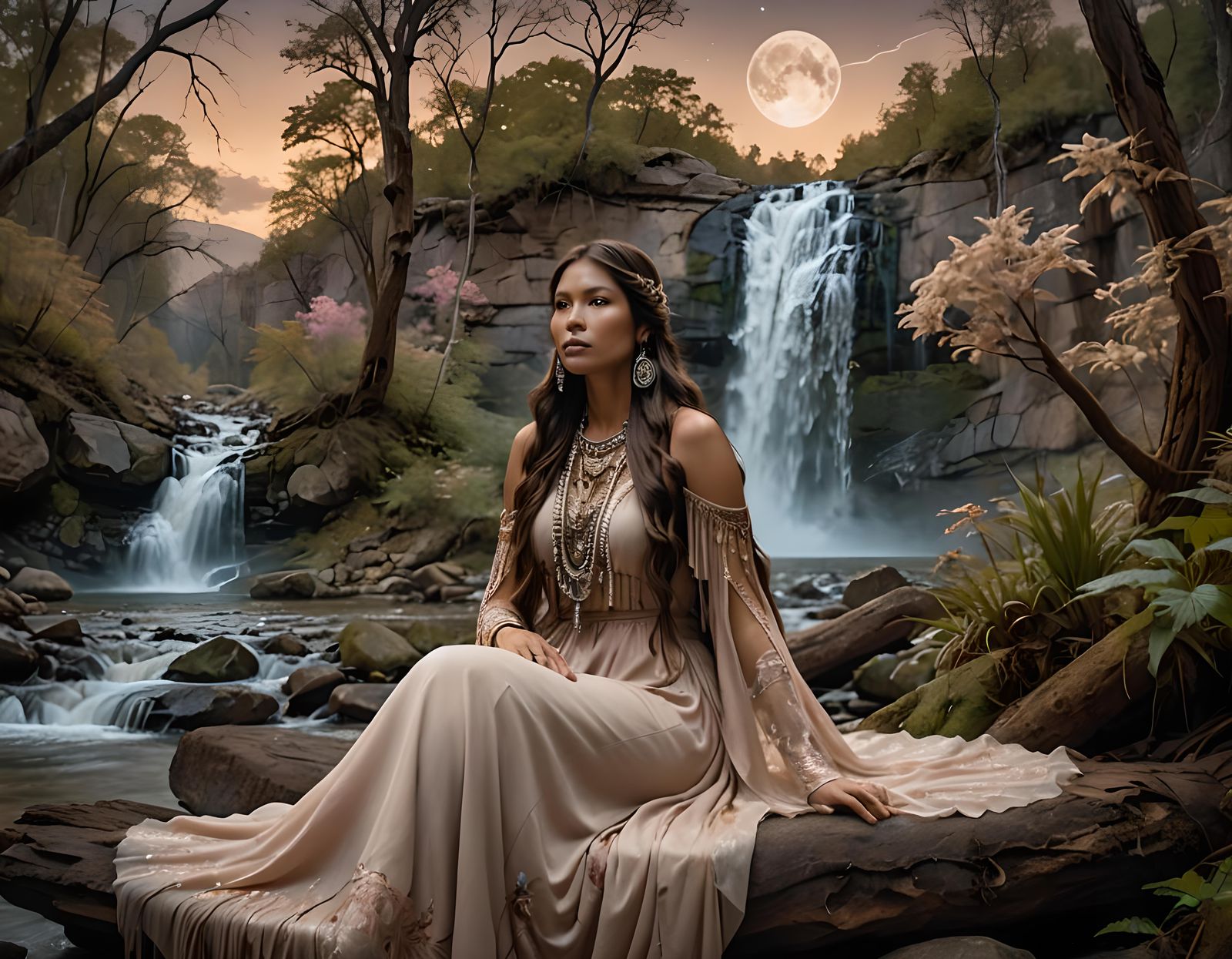 native American waterfall - AI Generated Artwork - NightCafe Creator