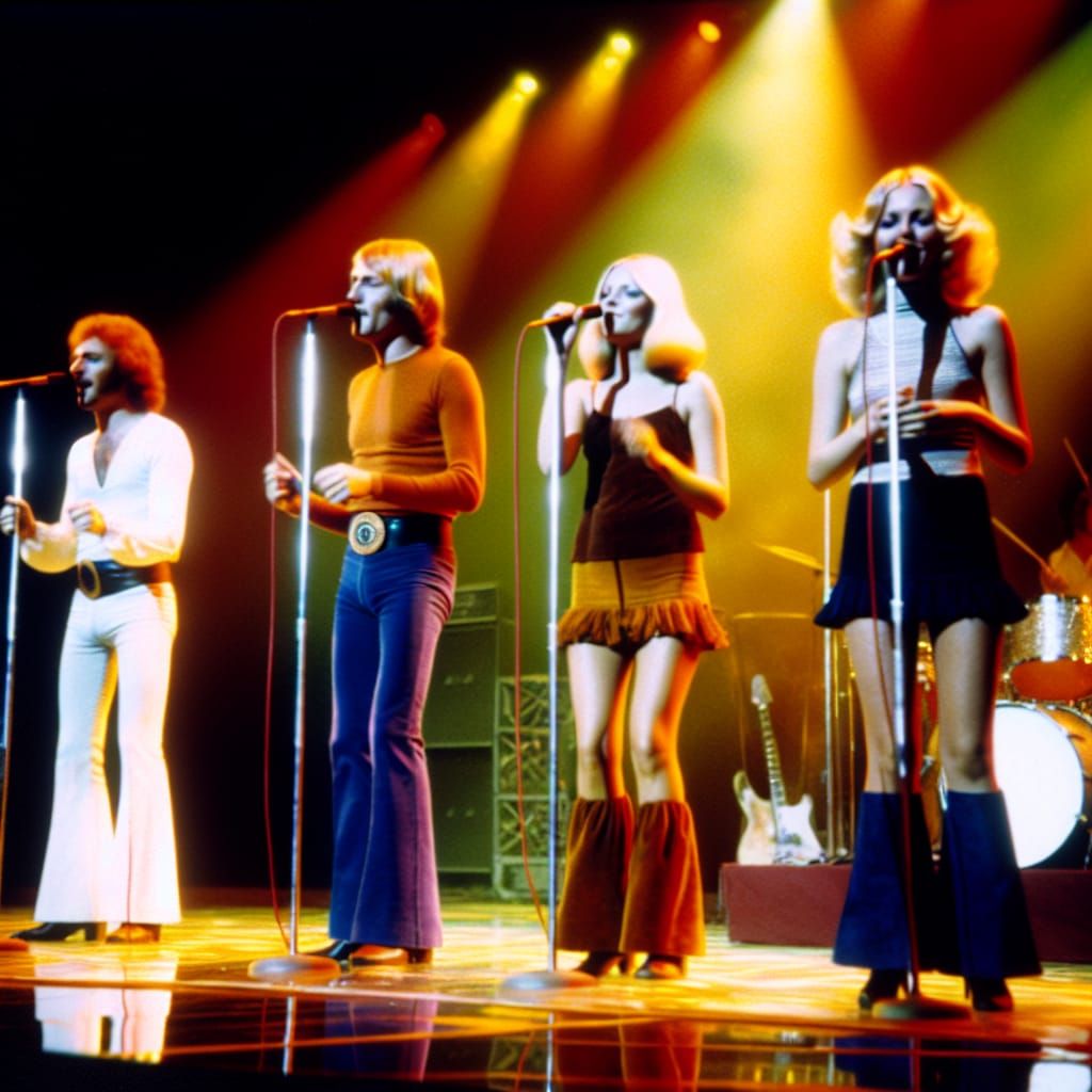 ABBA perfoming 'Waterloo' at the Eurovision song contest in 1974 - AI ...