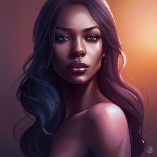 Dark Skinned Female With Long Black Hair Ai Generated Artwork