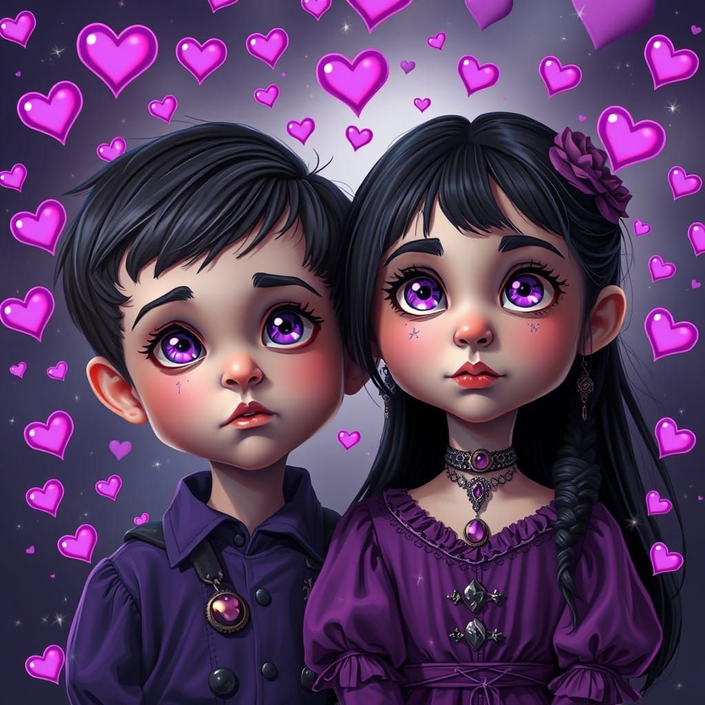 Whimsical Gothic Steampunk Children in Vibrant Spl... - AI Art