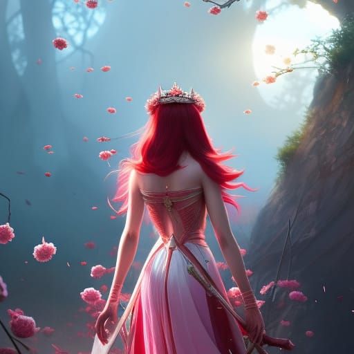cherry blossom princess red hair - AI Generated Artwork - NightCafe Creator