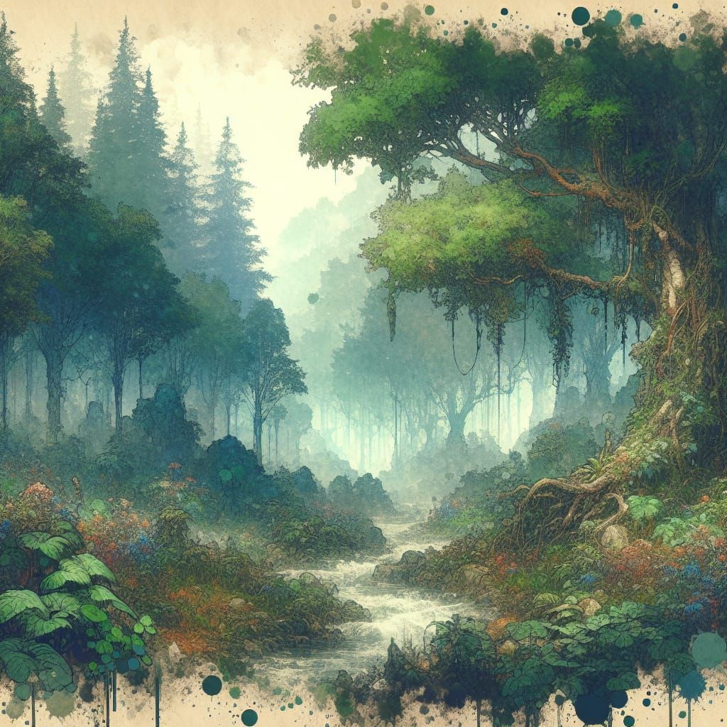 Forest Green in Watercolor - Forest Green in Watercolor
