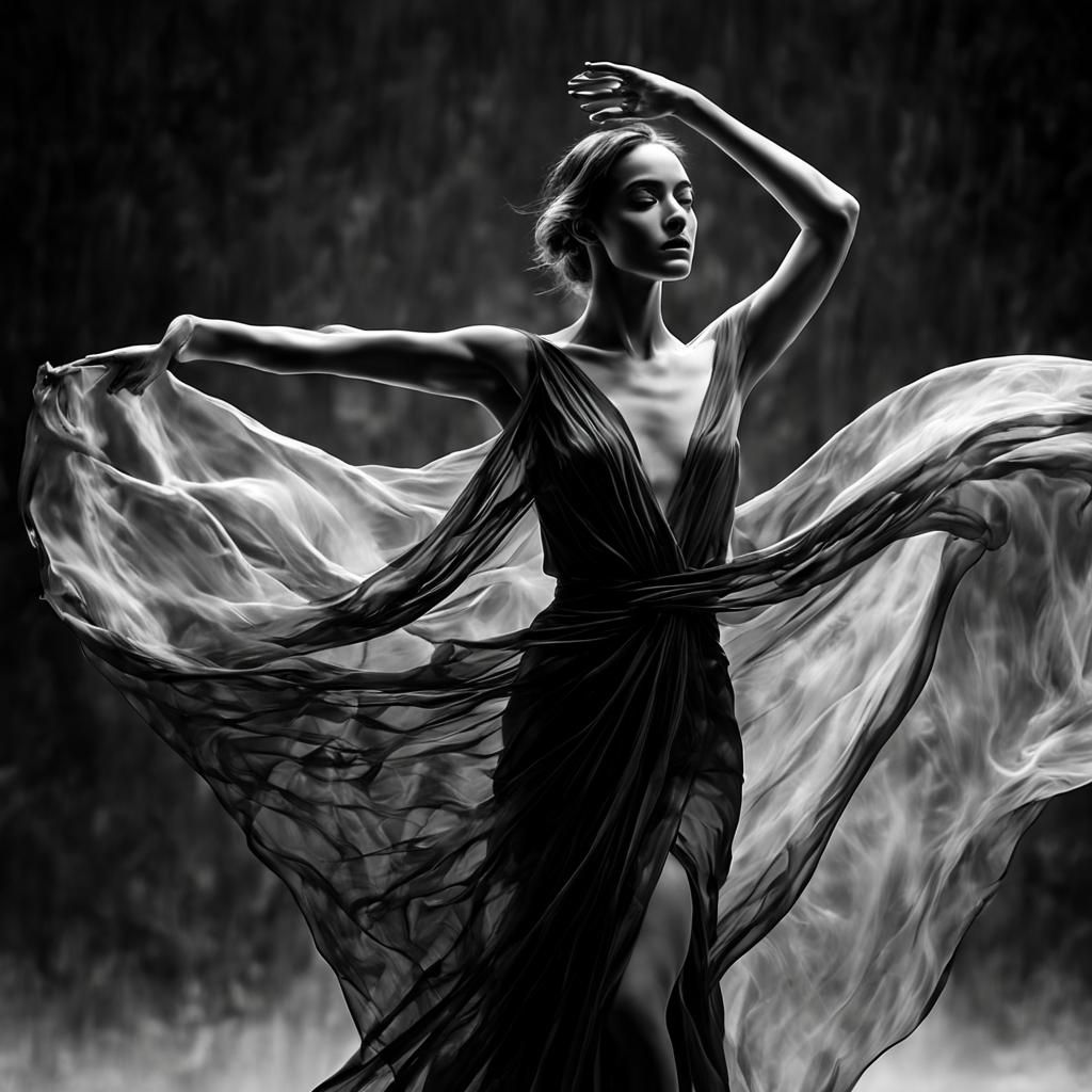 A mesmerizing 8K 3D HD black-and-white photograph captures a ...