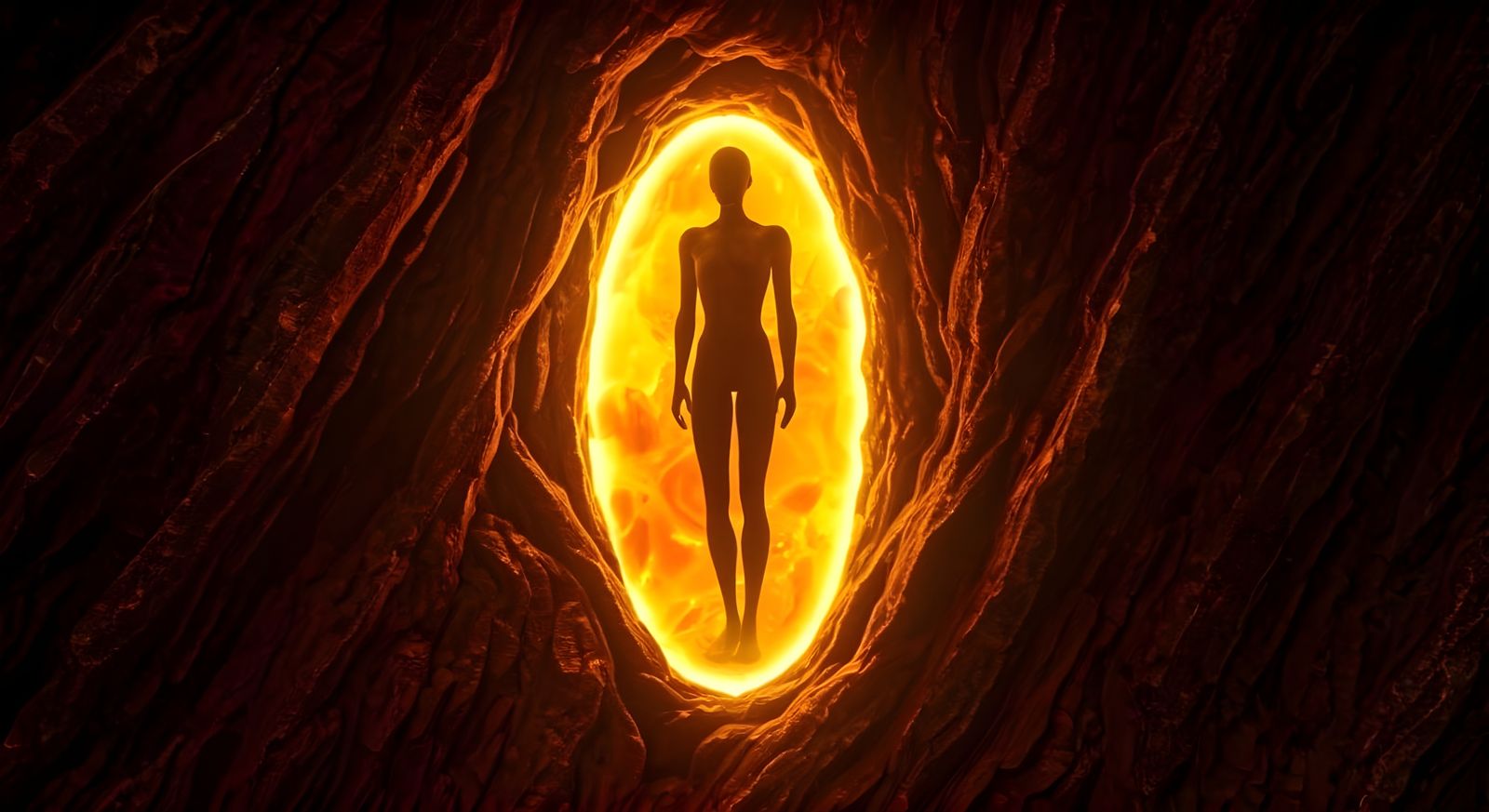 Humanoid Form Buried Alive in Amber Cocoon - AI Art