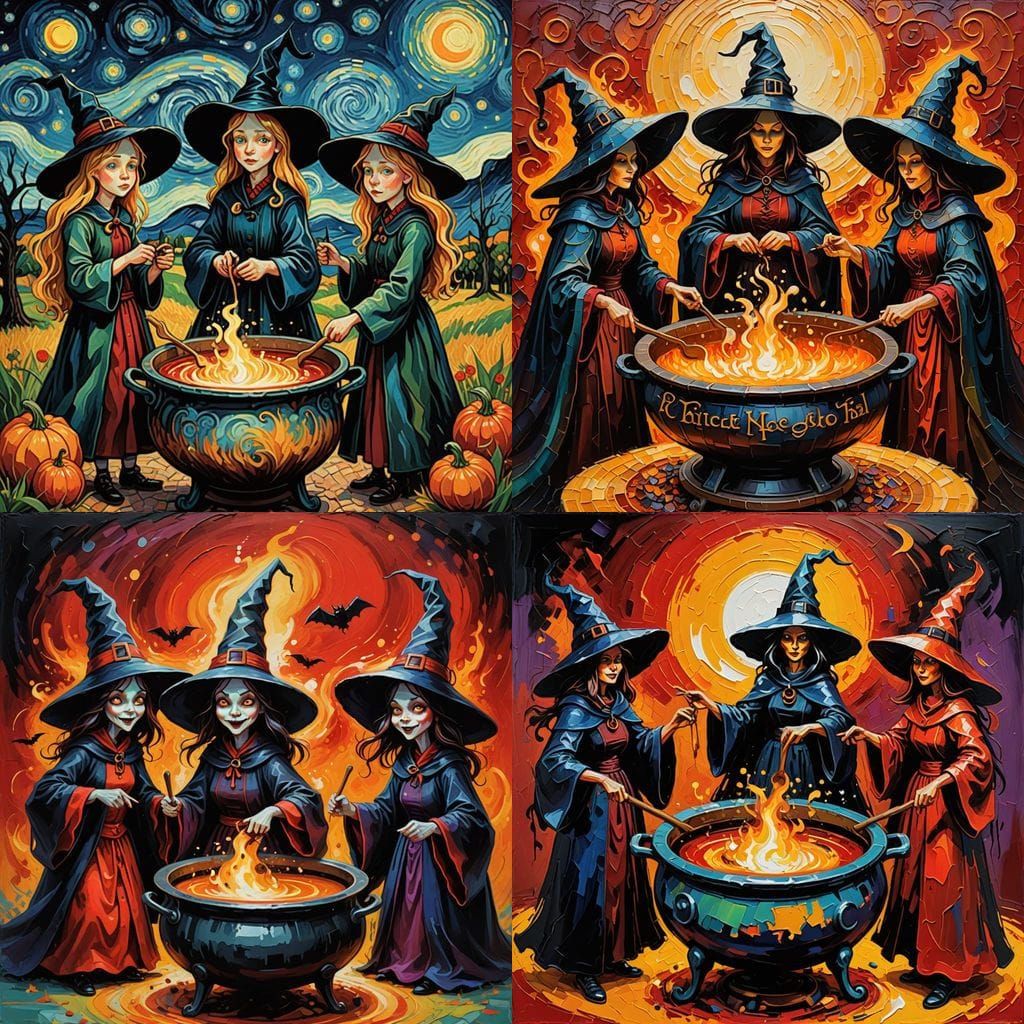 Witches Dance in a Circle of Caffeine - AI Art