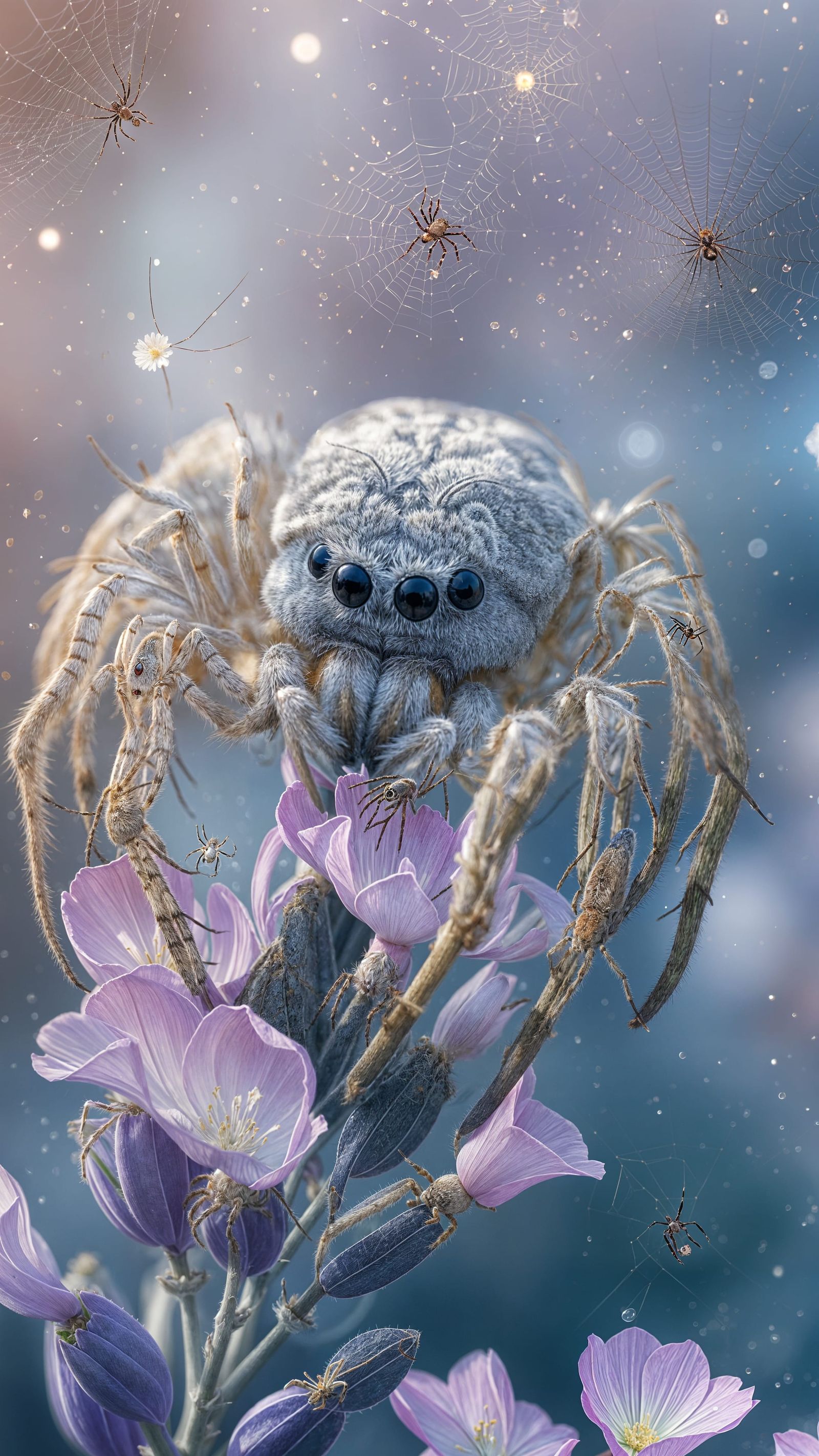 Evolving Dreams - Surreal Spider Amidst Winter and Spring