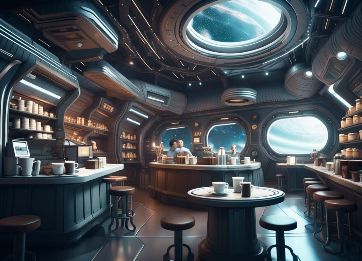 Coffee Shop in Space 04 - AI Generated Artwork - NightCafe Creator