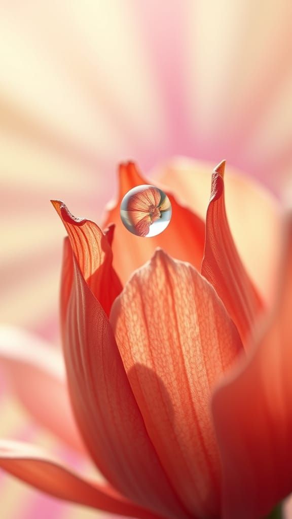 Limp Flower Revitalized by Gentle Raindrop - AI Art