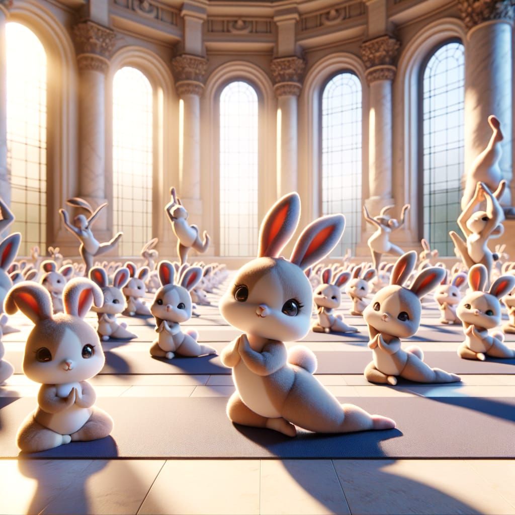 Bunnies doing yoga - Cute Bunnies in Japanese Anime-Style Yo...