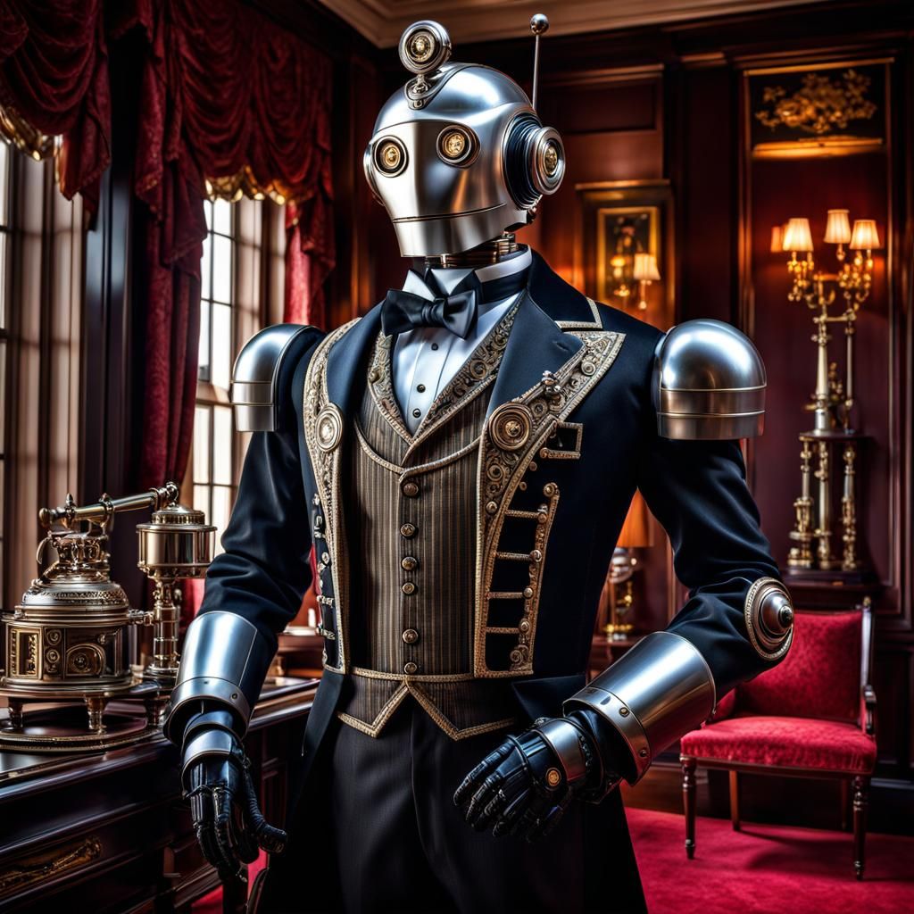 Victorian Robot Butler - AI Generated Artwork - NightCafe Creator