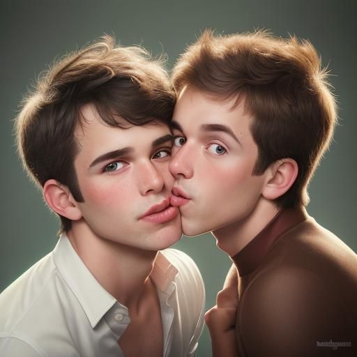 Gay Couple kiss under the mistletoe - AI Generated Artwork - NightCafe Creator