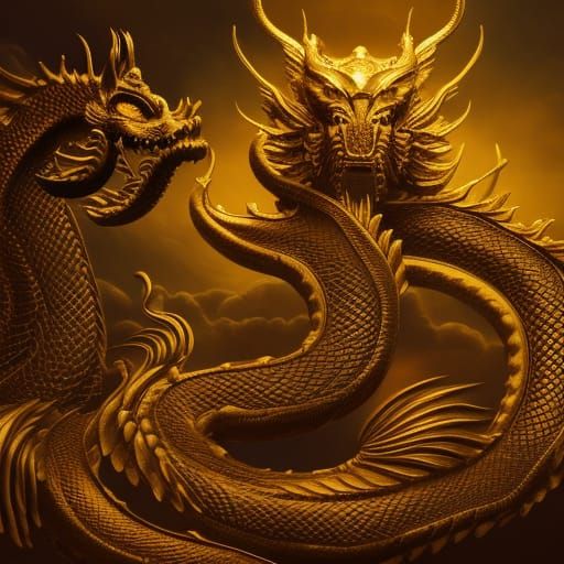 The Golden Dragons of Wisdom - AI Generated Artwork - NightCafe Creator