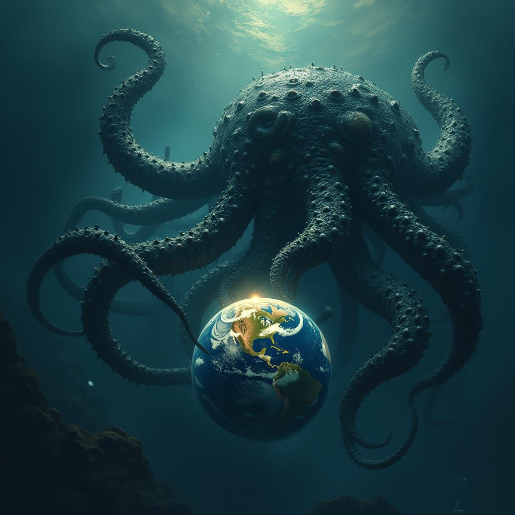 Kraken eating tiny earth planet - Cosmic Leviathan Devours a...