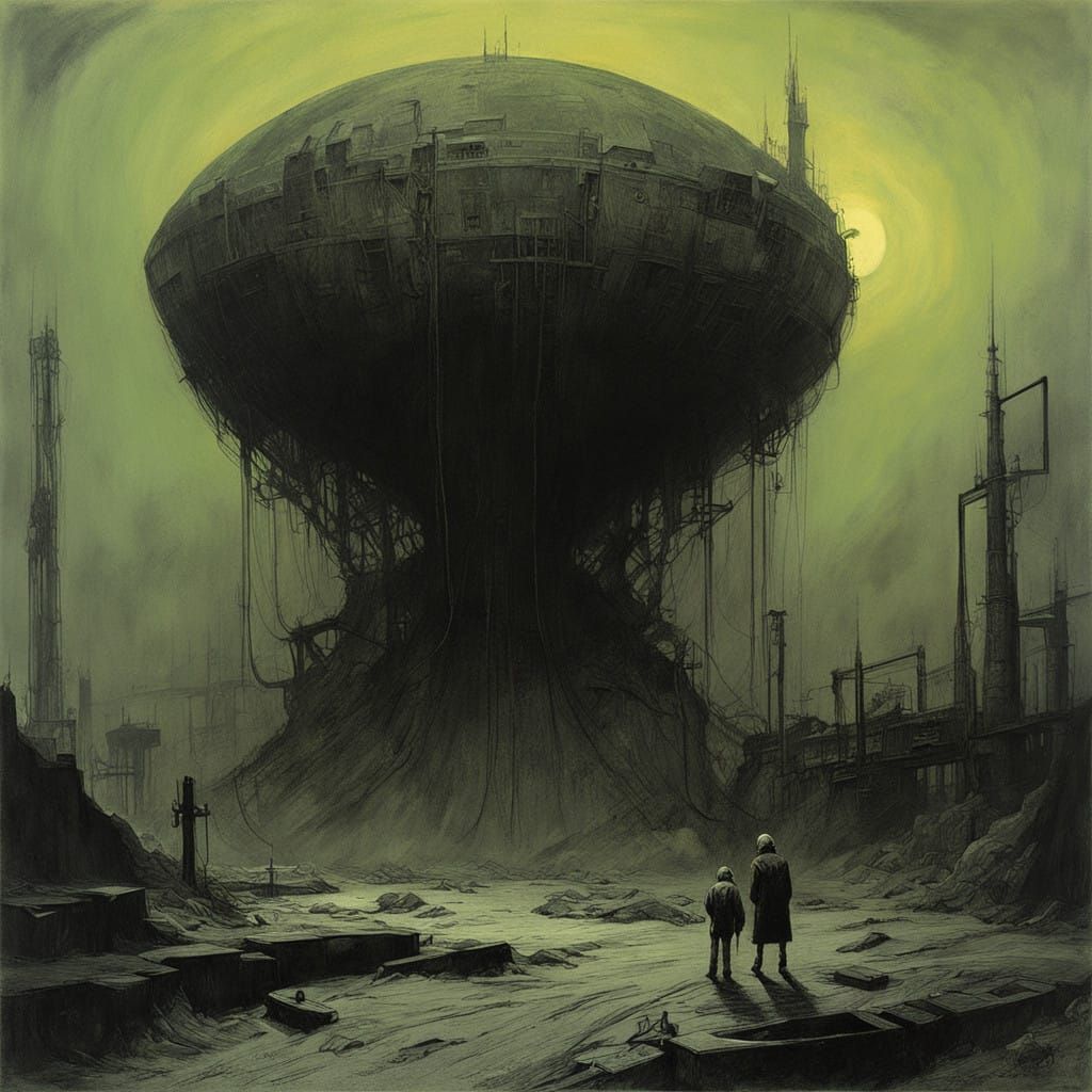 Biomechanical Horror Rises from Dark Industrial De... - AI Art