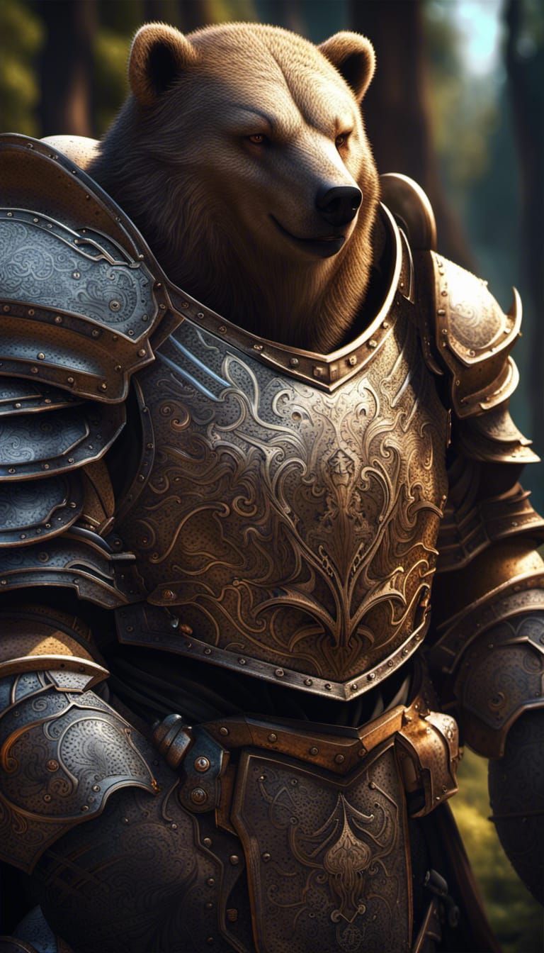 Photograph portrait of an obese armored Bear Knight fantasy, 8k ...