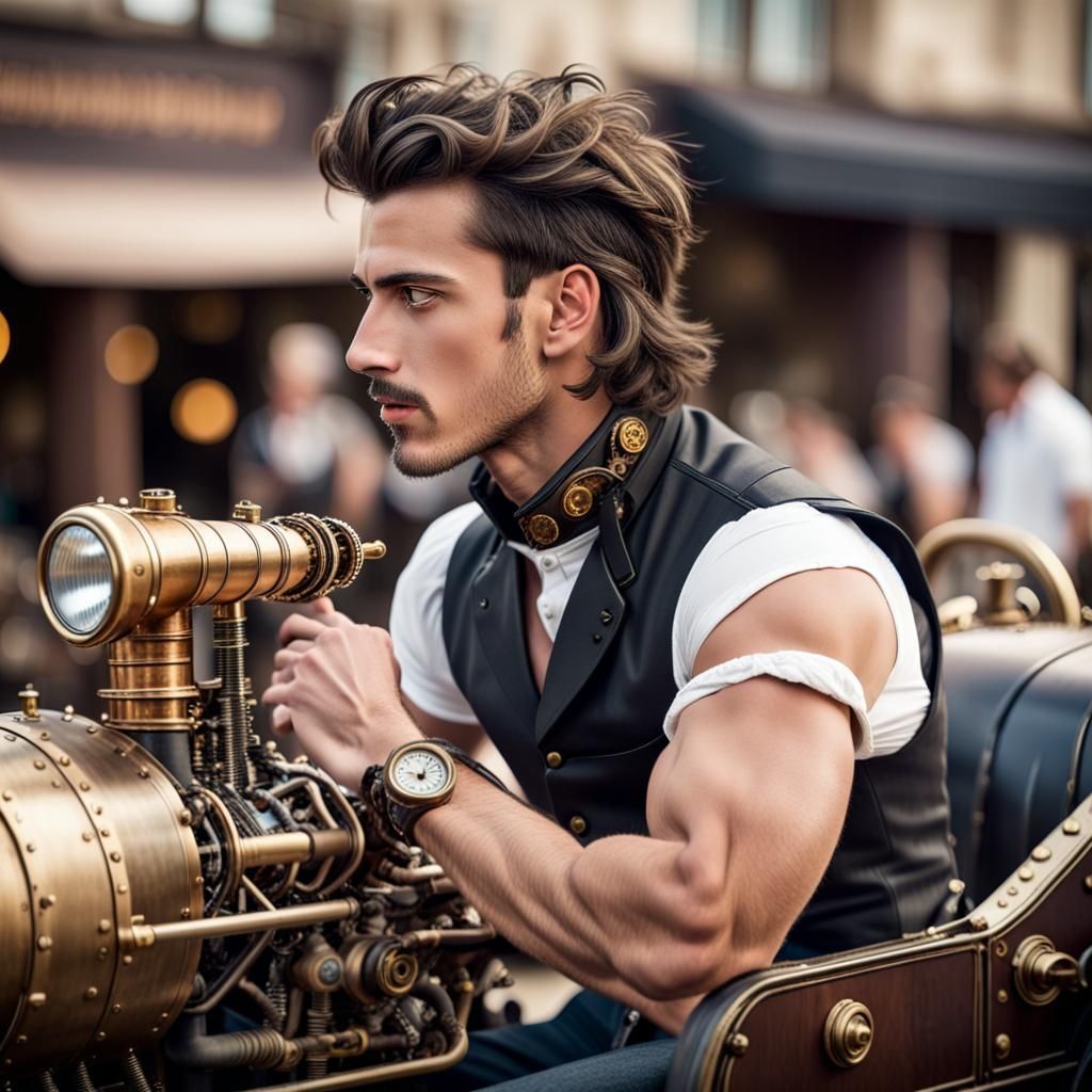 Steampunk car driver - AI Generated Artwork - NightCafe Creator