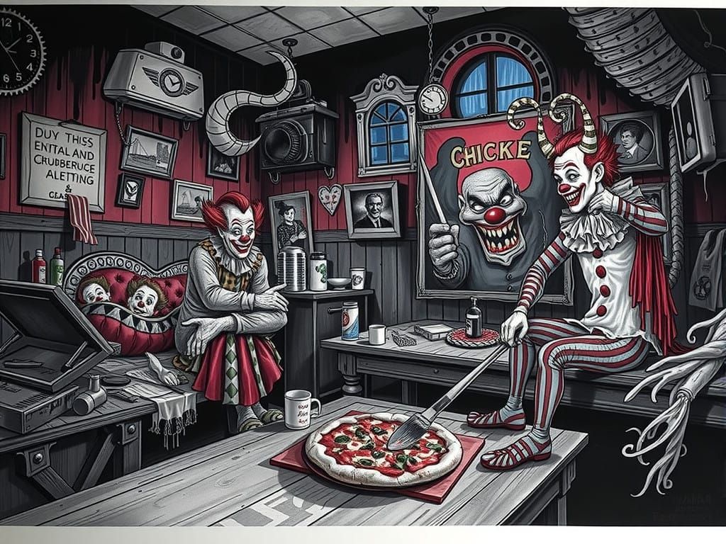 Clowns in the Clubhouse with Pizza - Clowns in the Clubhouse...