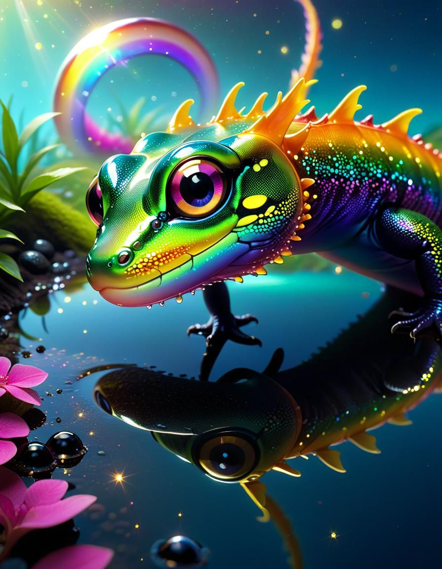 Rainbow Reflections Lizardo - AI Generated Artwork - NightCafe Creator