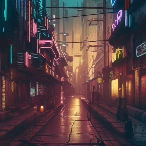 Cyberpunk city scene 2 for my Lowlife 2090 RPG games - AI Generated ...