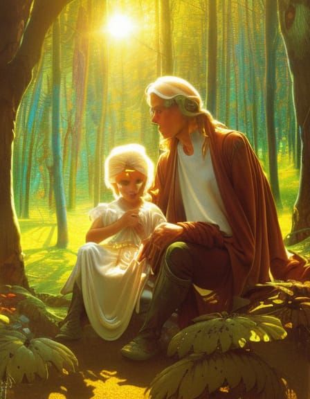 Elf father with his son - AI Generated Artwork - NightCafe Creator