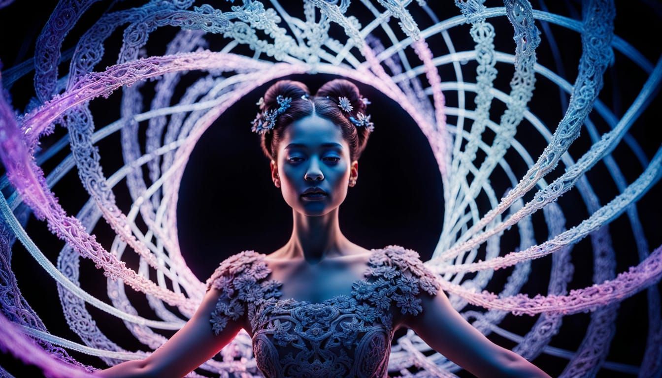 "Weave of Porcelain Light" - Grotesquecore, close-up Floating figure ...