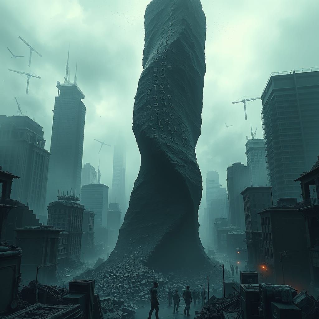 Pillar of doom in apocalyptic city - Colossal Pillar of Deso...