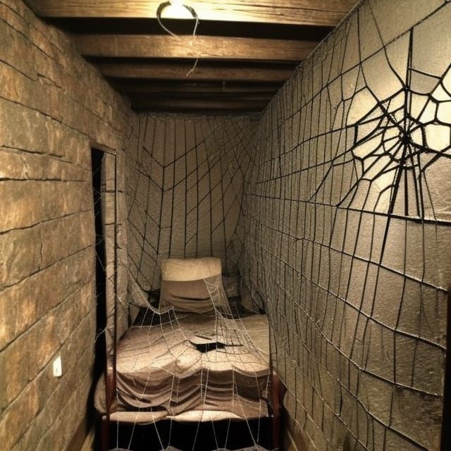 stone dungeon room covered with spider webs RA Salvatore style - AI ...