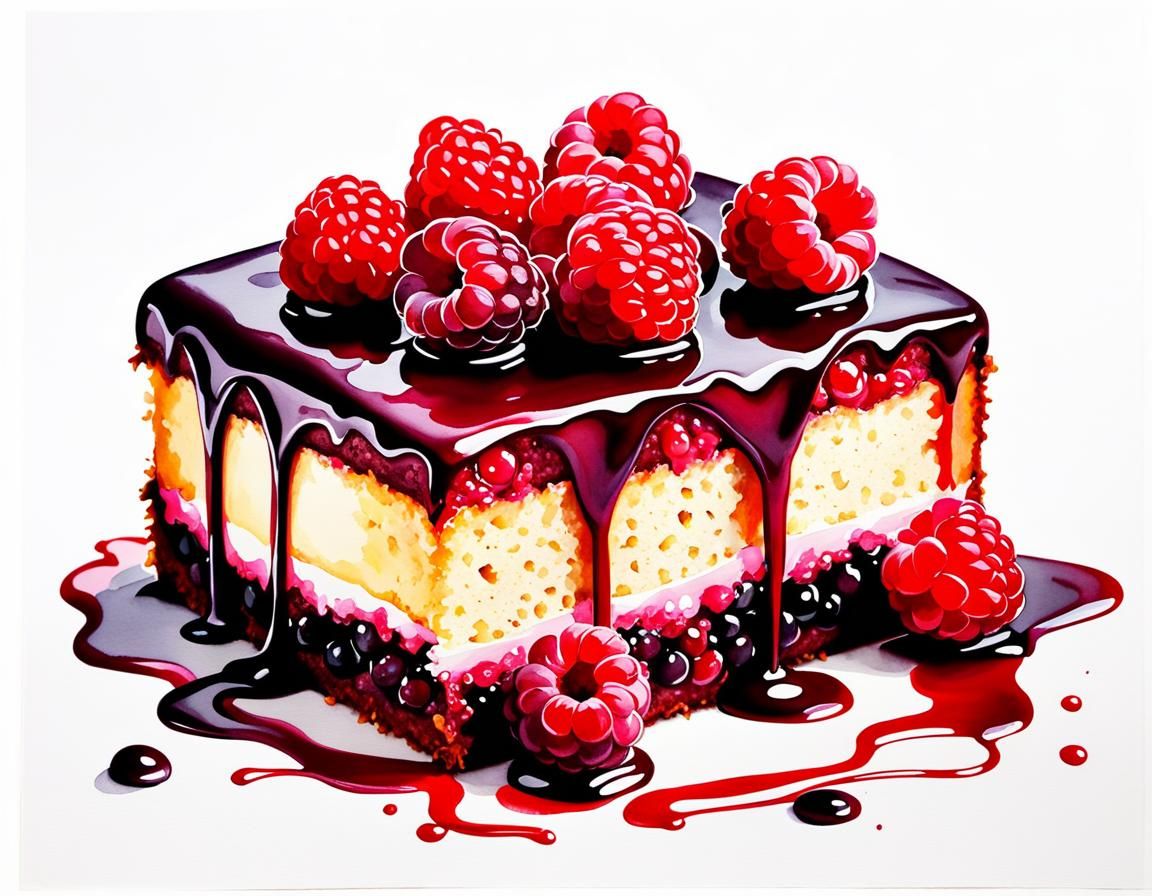 Raspberry Cake. - AI Generated Artwork - NightCafe Creator