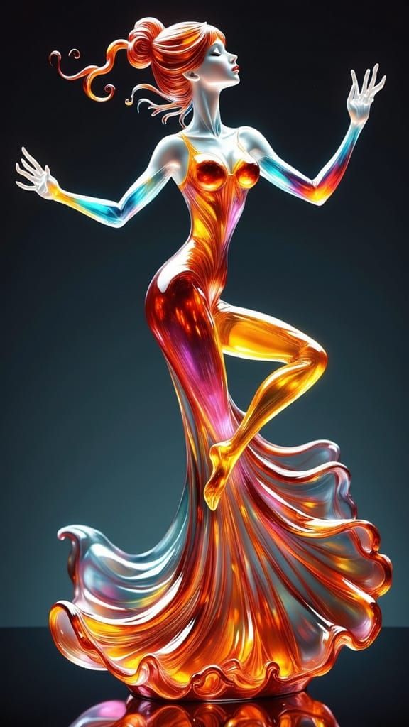 Art Deco Glass Dancer - Art Deco Glass Sculpture of a Dancin...