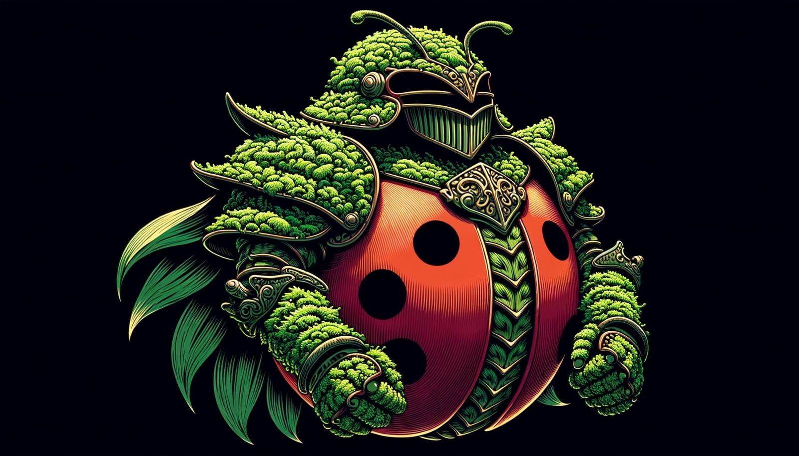 A ladybug with armor made of moss Masterpiece, Best Quality, flat ...