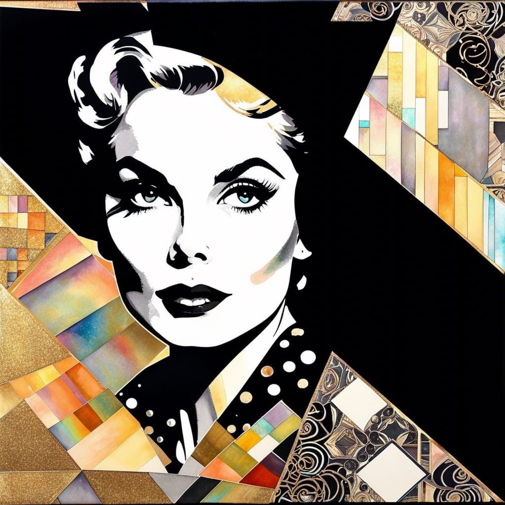 Janet Leigh Psycho Black and white iridescent sparkling collage ...