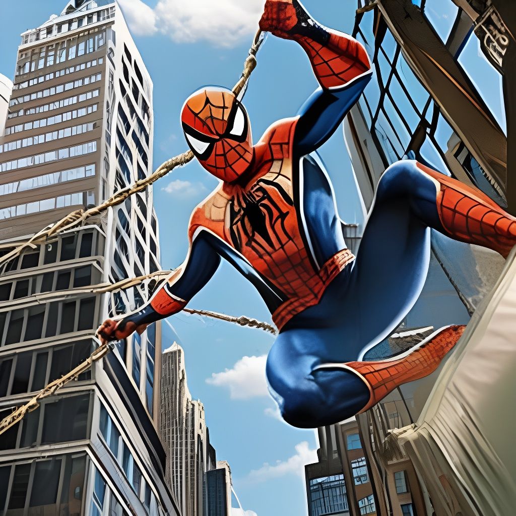 Hyper detailed realistic Spider-Man web swinging through manhattan’s ...