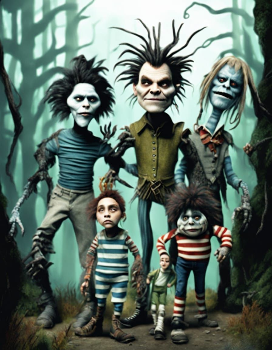 Creepy Forest Mutant Wilderpeople Family - AI Art