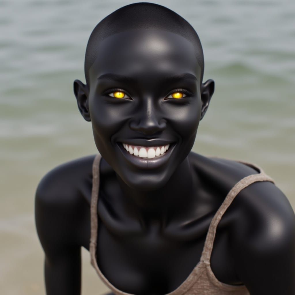 Portrait of a smiling Shadow Woman - Shadow Woman with Glowi...