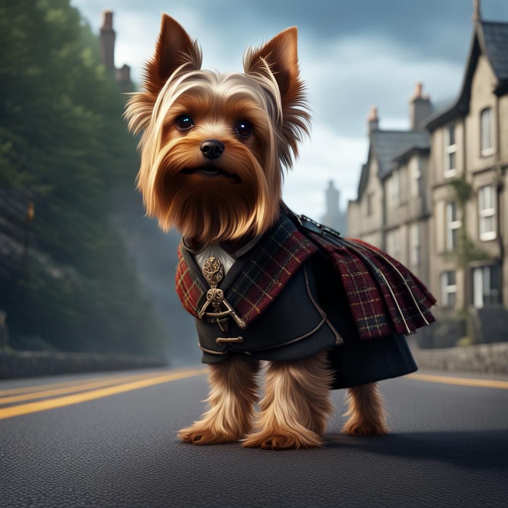 Yorkie in a Kilt - AI Generated Artwork - NightCafe Creator